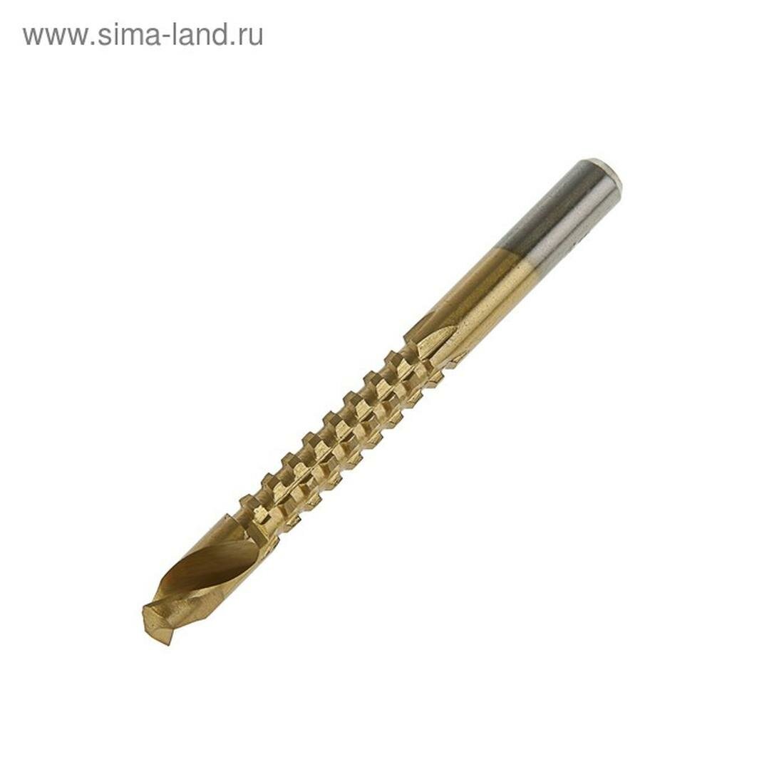 Сверло фрезерное универсальное тундра, HSS, TiN, цилиндрический хвостовик, 8 x 95 мм