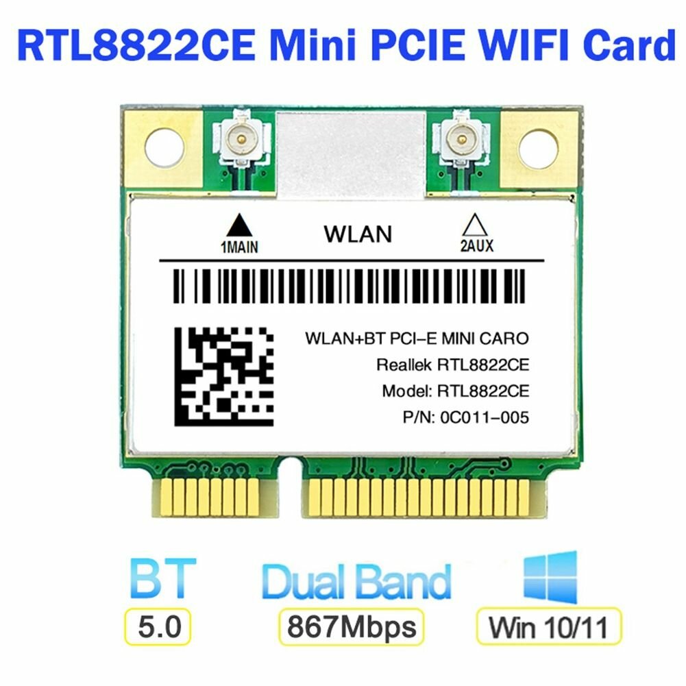 New-RTL8822CE 1200 Мбит/с 2,4G/5Ghz 802.11AC WiFi Card Network Mini PCIe Bluetooth 5,0 Поддержка ноутбука/ПК 10/11
