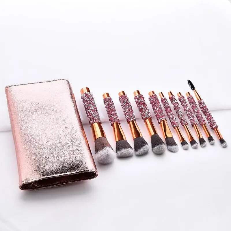 Набор кистей для макияжа Private Label 10 шт Pink brush set