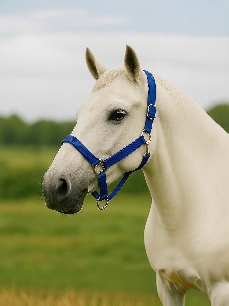 Недоуздок для лошадей Grandis, неопреновый, синий, размер Full