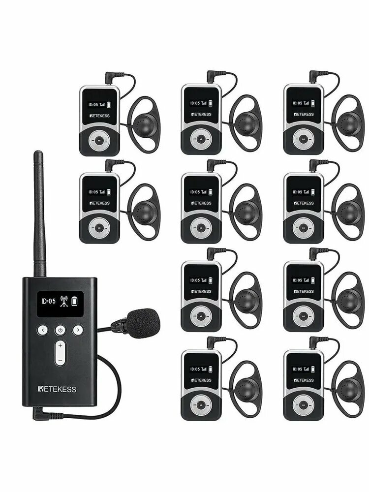 Конференц-микрофон, радиогид система на 10 экскурсантов,1 шт T130S Передатчик, 10 шт T131S Приемников