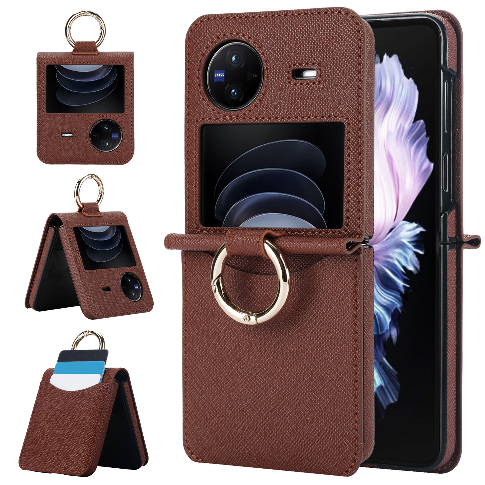 Подходит для Vivo X Flip / Виво X Flip Модный Чехлы для телефонов, раскладушка чехол для телефона кошелек, X Flip, подставка, soft touch,360° Полная защита, резина, пластик, искусственная кожа,