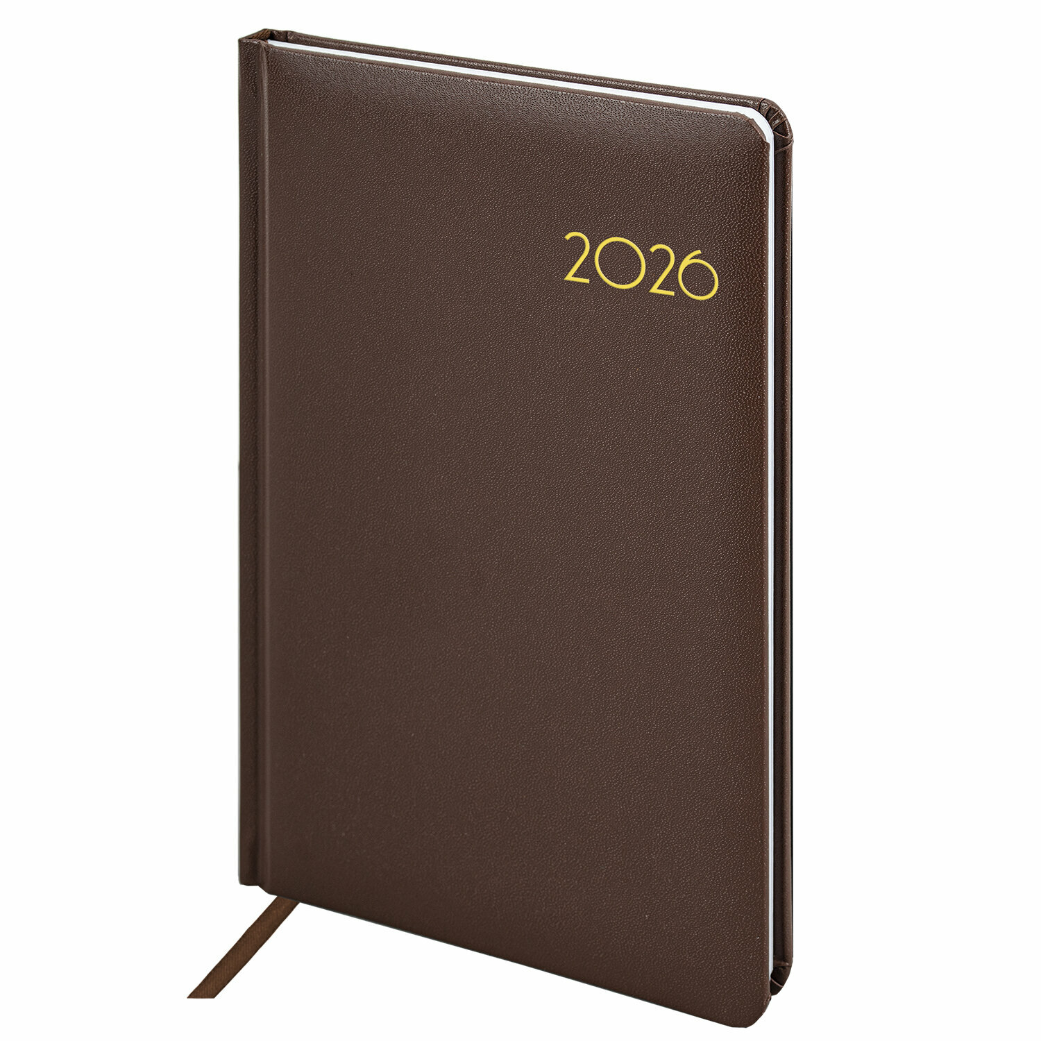 Еженедельник датированный 2026, А5, 145х215 мм, BRAUBERG "Select", балакрон, коричневый, 117183