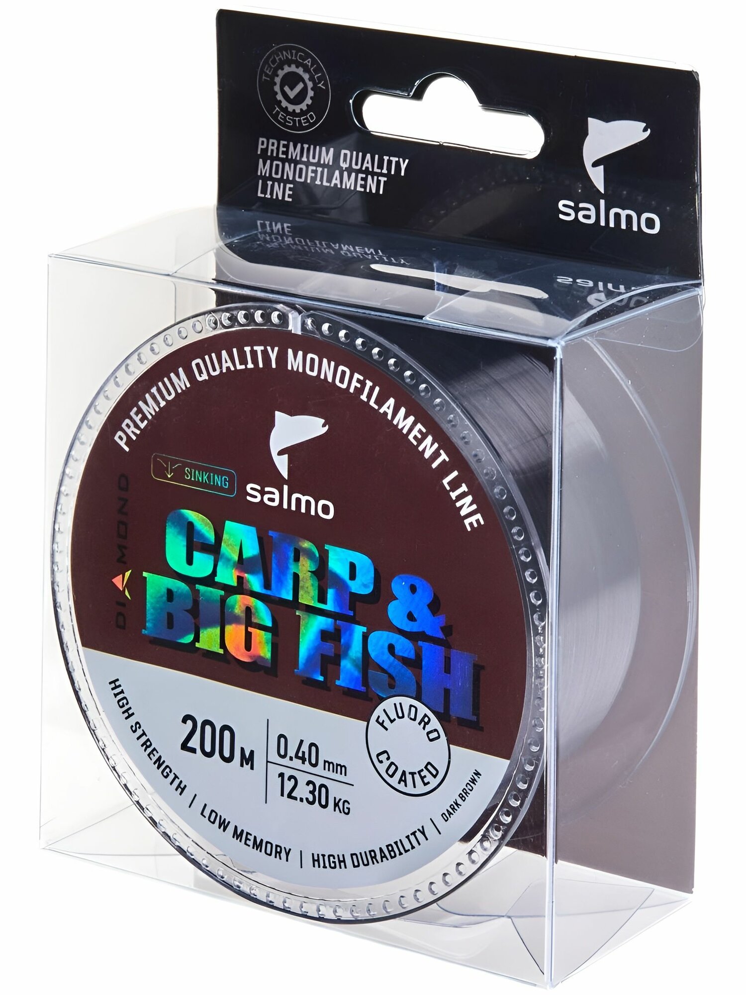 Леска монофильная Salmo Diamond CARP & BIG FISH FLUORO COATED Dark Brown 200 м , 0.40 мм
