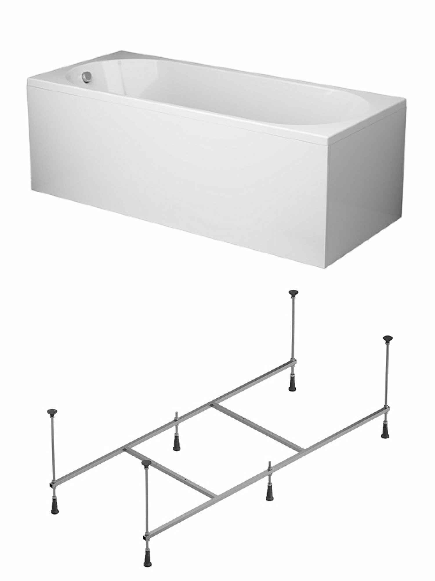 Ванна акриловая комплект AM.PM Brava 2в1: ванна с каркасом, цвет белый