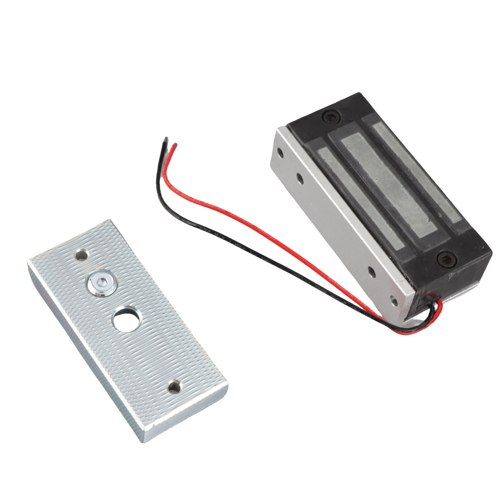 Электромагнитный замок миниатюрный DC12V 60 кг, электронный магнитный дверной замок, запирающий при подаче напряжения, материал алюминиевый сплав, тяга 60 кг, ток работы 320 мА, вес упаковки 523 г, комплект: 1 замок, 1 железный блок, 1 отвертка, 1 пакет