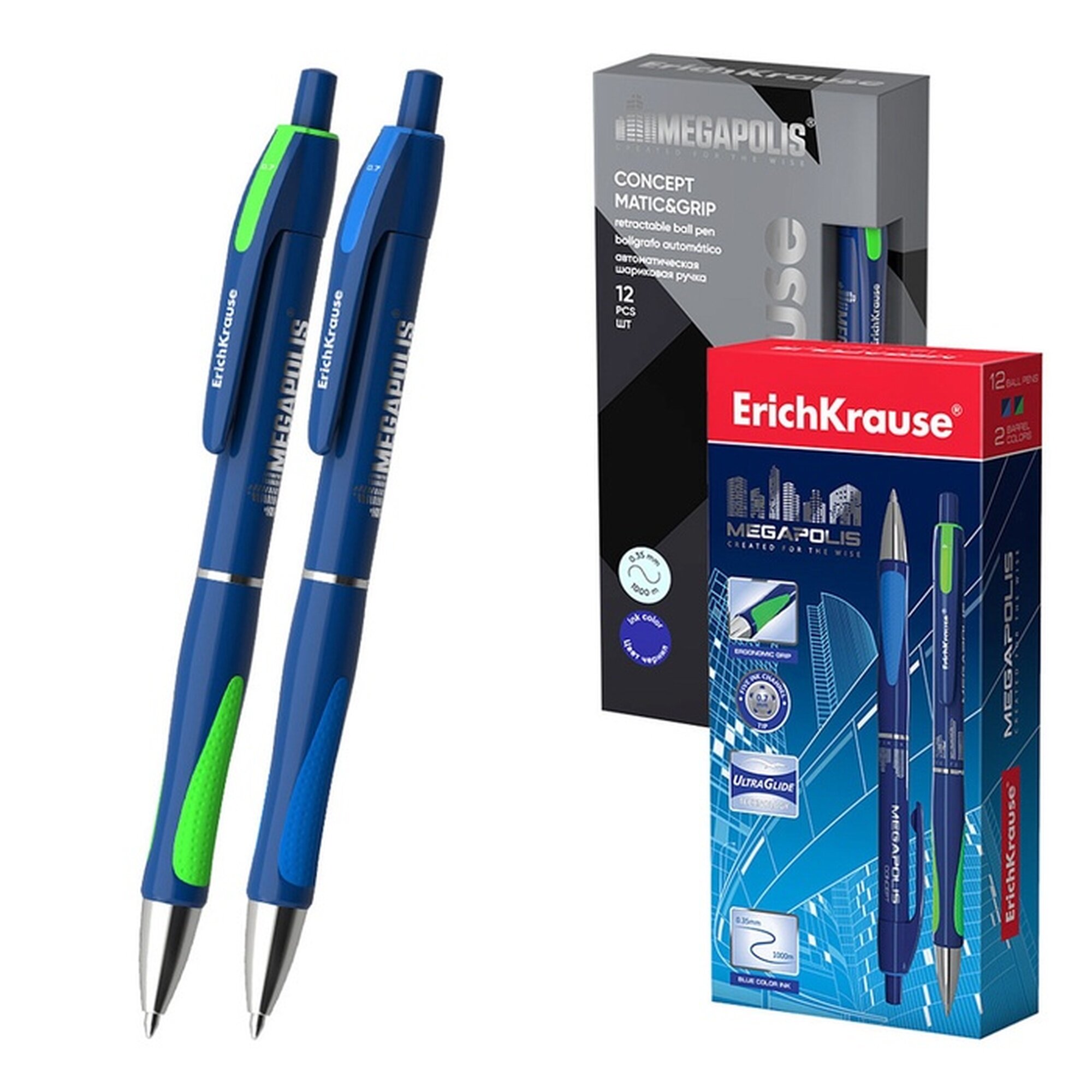 Ручка ErichKrause Megapolis Concept, шариковая, синяя, 1000м