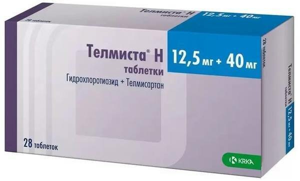 Телмиста Н, таблетки 12.5 мг 40 мг, 28 шт.