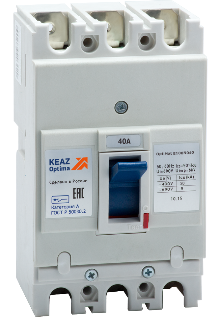 Автоматический выключатель КЭАЗ OptiMat E100N040-УХЛ3, 3P 40А, 224959 / электроавтомат