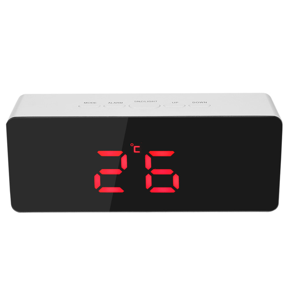 Цифровые светодиодные часы-зеркало с питанием от USB и батареек, 12/24-часовой формат, отображение C/ F, будильник с функцией повтора, регулируемая яркость светодиодов (красный)