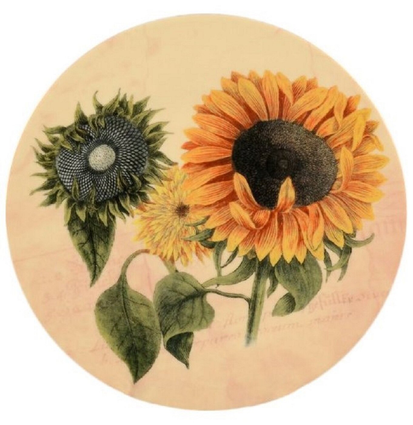 Тарелка настенная 27 см; декор "Подсолнух"