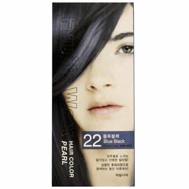 Welcos Fruits Wax Pearl Hair Color краска для волос на фруктовой основе "Сине-чёрный" (тон №22 Blue Black)