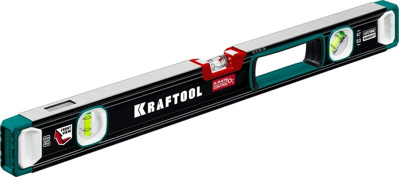 Уровень строительный 60см Kraftool 34986-60 A-RATE Control, 600мм, точность 0.3мм/м, с инновационным зеркальным глазком, сверхпрочный