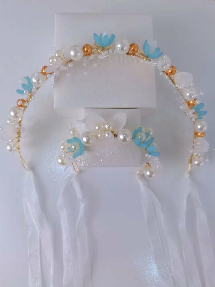 Украшение на голову, запястье, всего 2 штуки, синий