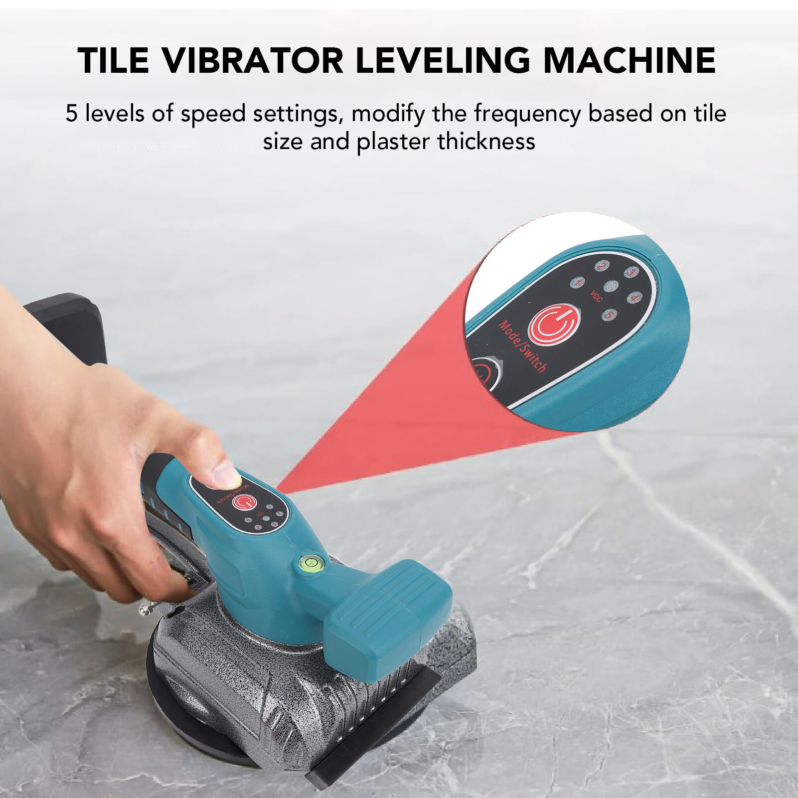 Вибратор для выравнивания плитки, 5-скоростная регулируемая мощная всасывающая беспроводная присоска для плитки, вибрационный инструмент для установки