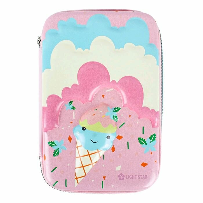 Пенал 1 отделение ICE CREAM 22*15*5см (розовый)