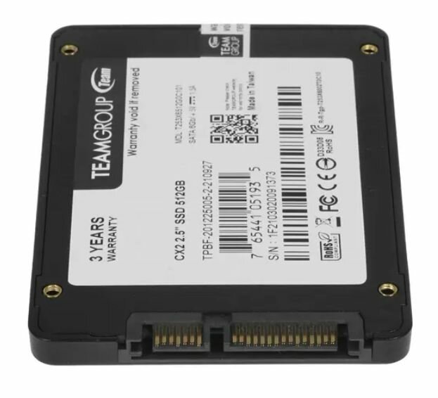 512 ГБ 2.5" SATA накопитель Team_Group CX2 (T253X6512G0C101) - SATA, чтение - 530 Мбайт/сек, запись - 470 Мбайт/сек, 3D NAND, 3 бит TLC