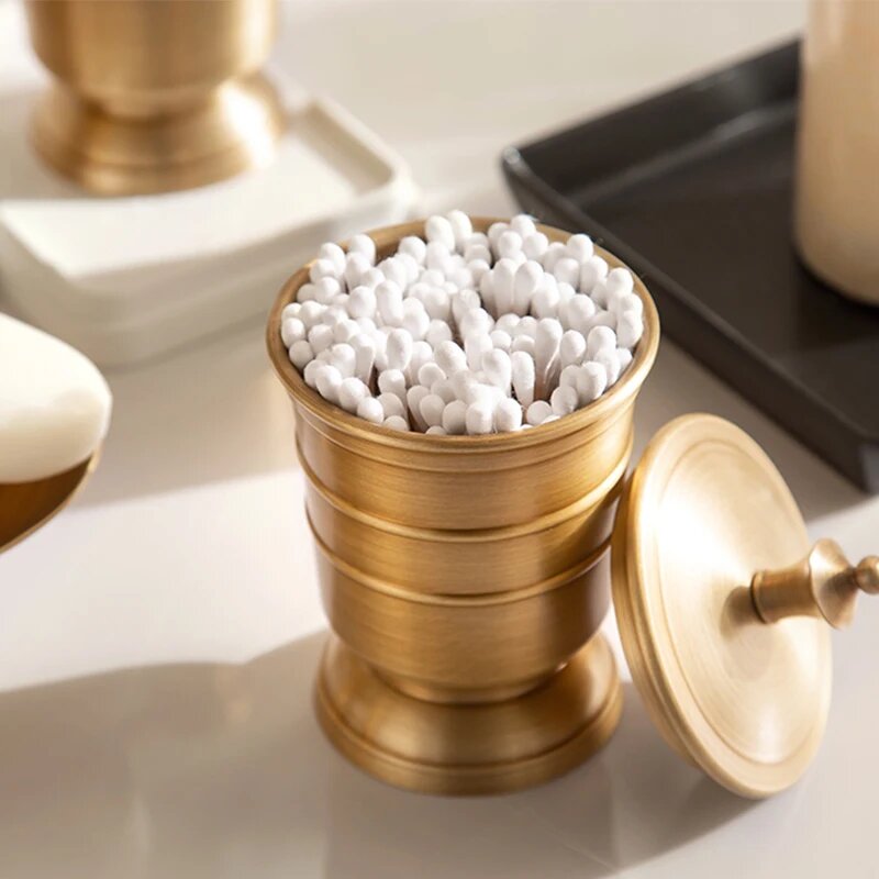 Набор аксессуаров для ванной IMPEU предметов, античная бронза, Коробка для ватных палочек, 1 шт.