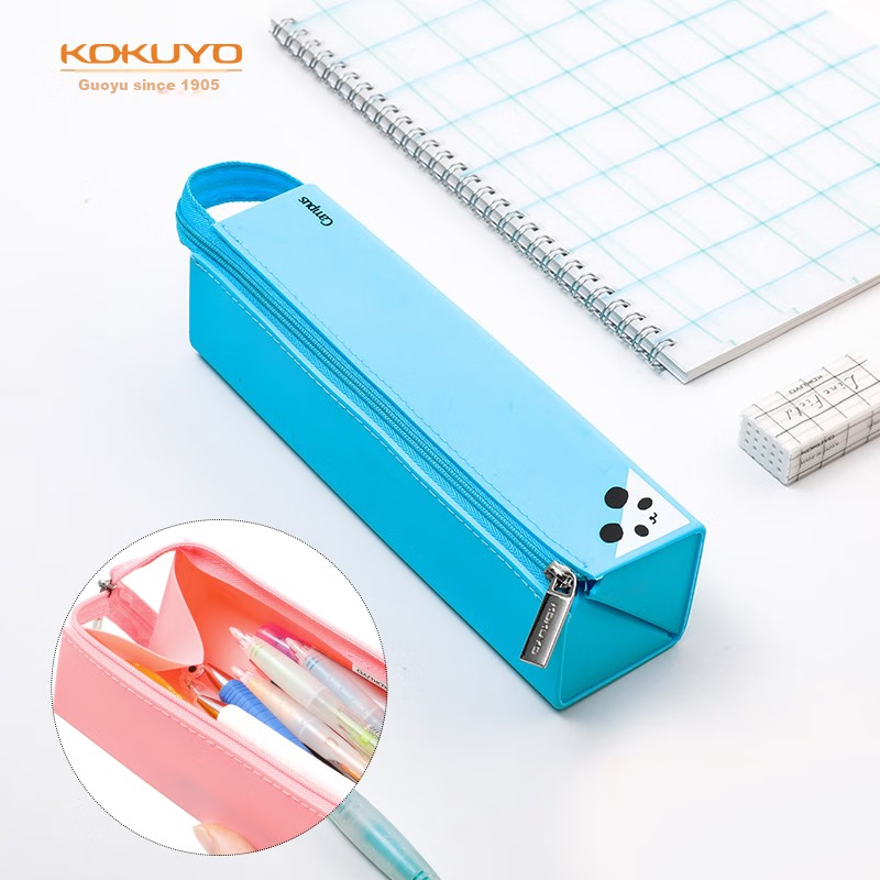 KOKUYO CampusKids Silicone Large Capacity Pencil Case Storage Box, 200×50×50mm, Panda Design, 1 Piece, WSG-PCKS22B