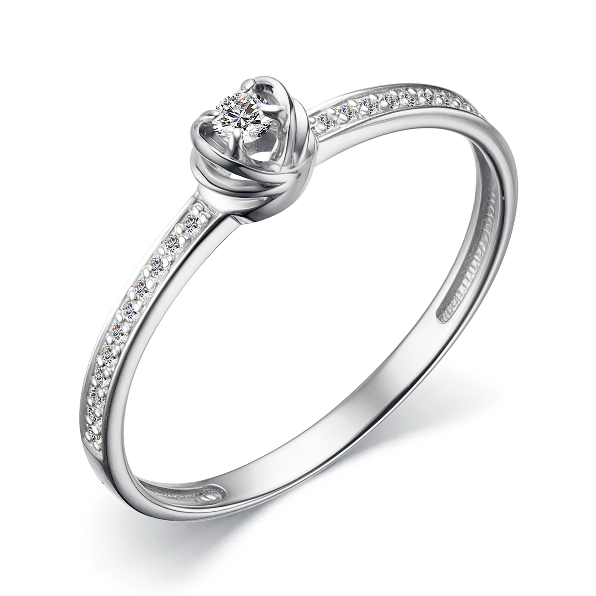 Перстень, белое золото, 585 проба, бриллиант