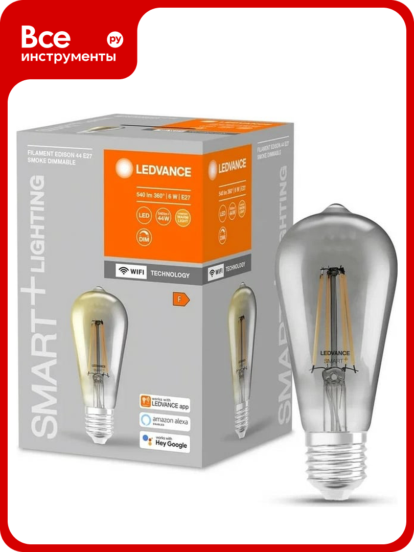 Умная WiFi лампа LEDVANCE SMARTWF E44D/825 FILSM E27 4X1 LEDV 6 Вт