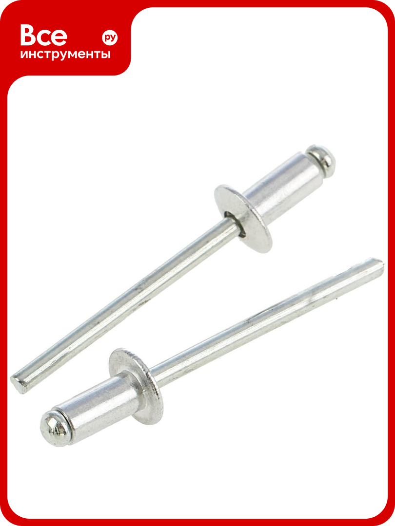 Заклепка 4.8х12, 100 шт — коробка Tech-Krep 102293, вытяжные алюминиевые гильзы, стальные стержни, стандартный бортик