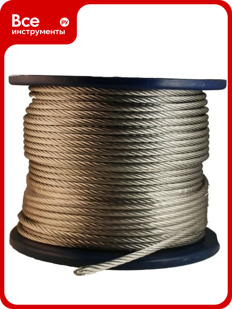 Стальной трос Метизный двор 6 мм DIN 3055, 100 м, 6 мм