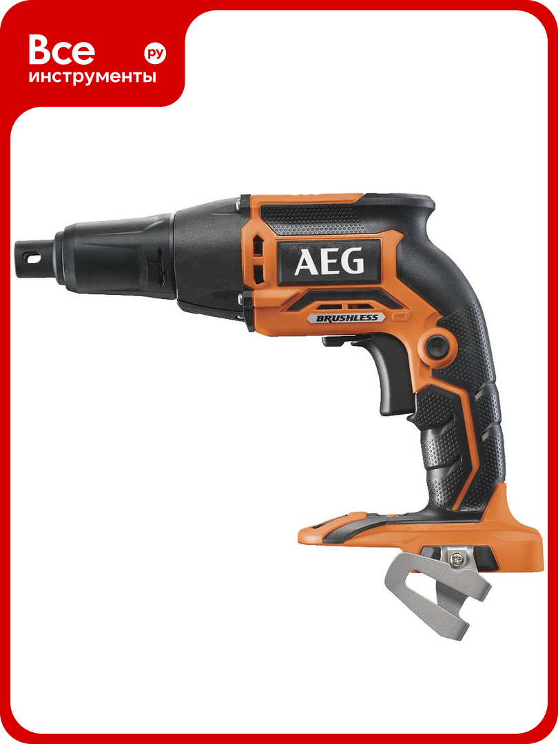 Бесщеточный шуруповерт для гипсокартона AEG BTS18BL-0 18В без аккумулятора в комплекте 4935459620, резиновый