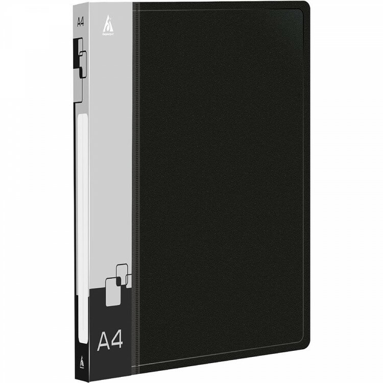 Папка с прижимом А4 16мм пластик 0,7мм черная, с карманом (Бюрократ) арт. PZ07CBLCK