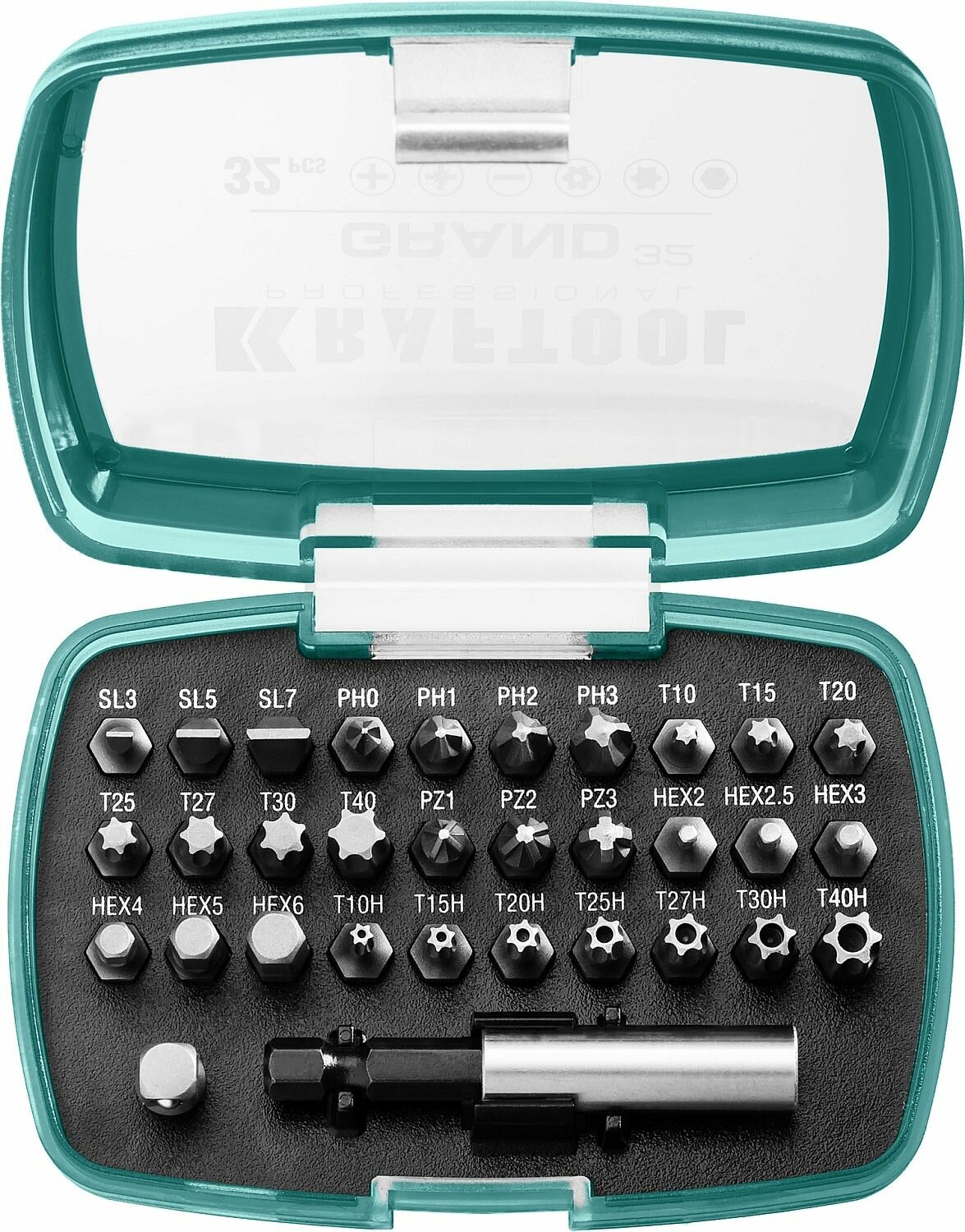 Набор бит KRAFTOOL Grand-32, магнитный адаптер, 32 шт 26083-H32