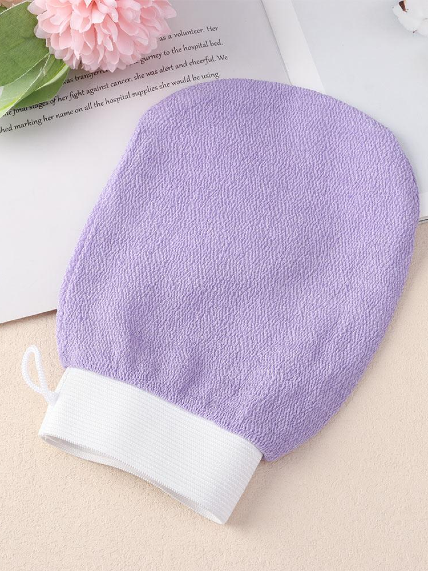 Антицеллюлитная эффективная мочалка - рукавица Кесе , для пилинга лица и тела, очищение и уход за телом, сиреневый