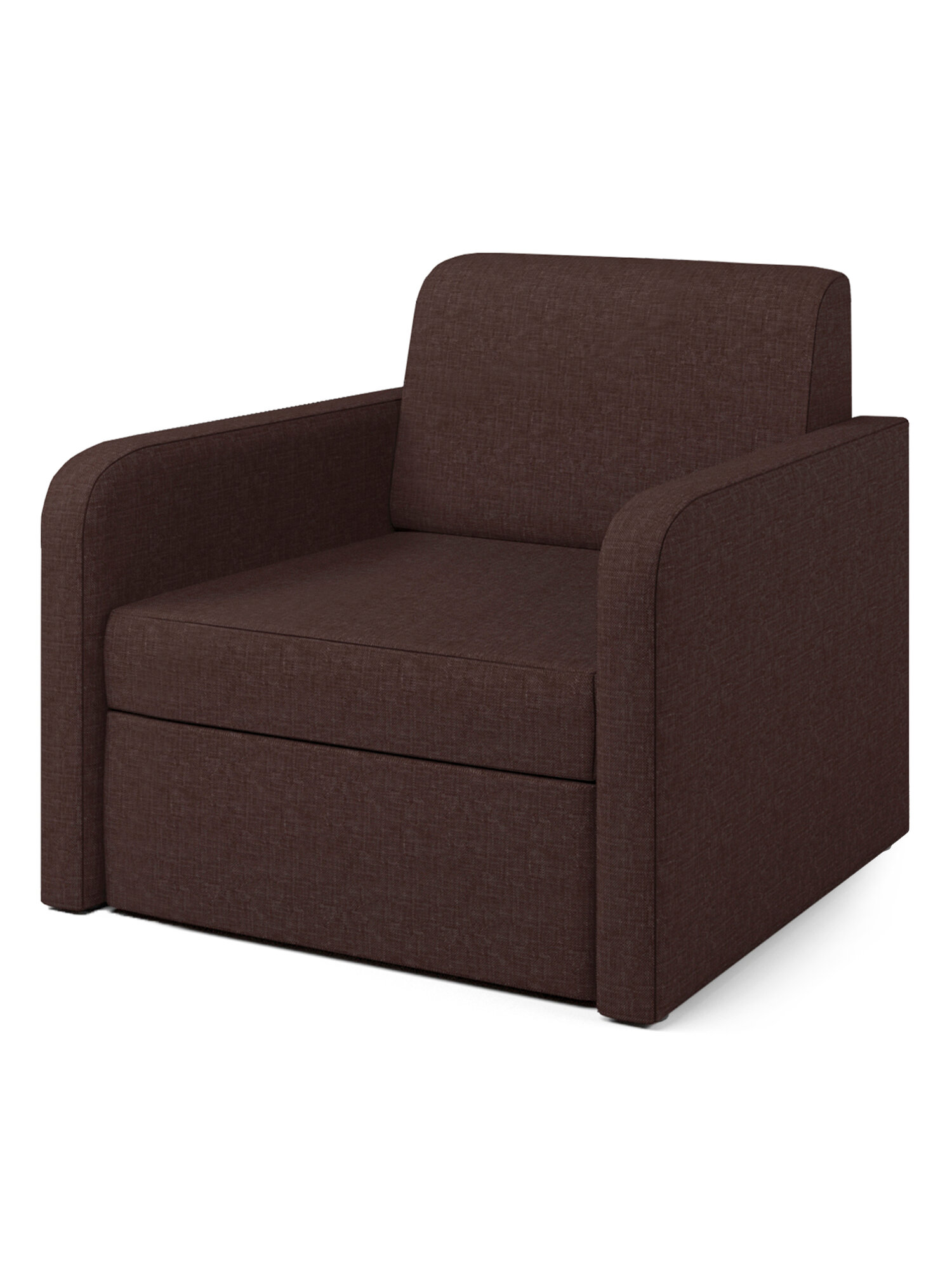 Кресло-кровать Шарм-Дизайн Бит Куба 60х195 см, с подлокотниками, механизм раскладной на пол, рогожка, цвет шоколадный