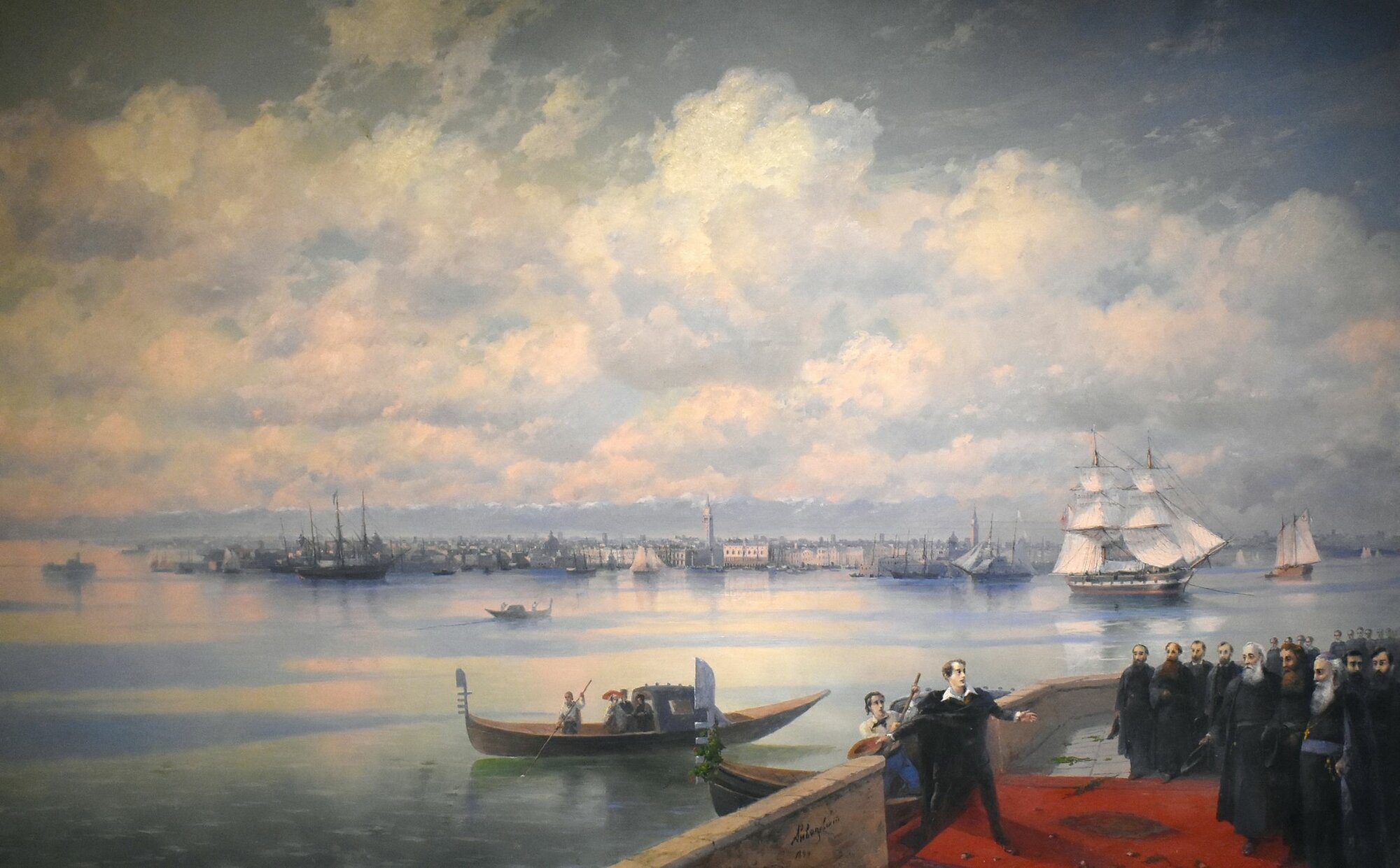 Картина Айвазовского Визит лорда Байрона к мхитаристам на Сан-Лазаро 80х50 см