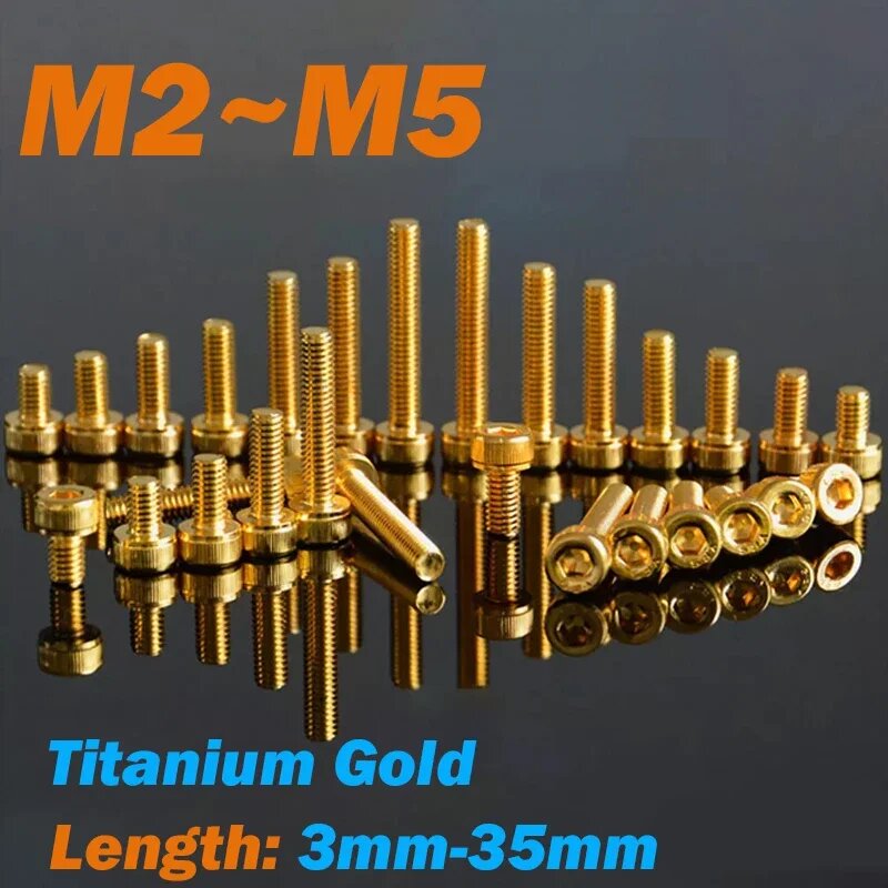 Титановые золотые винты с шестигранной головкой M2-M5 12.9 M2.5-10Pcs, 10mm