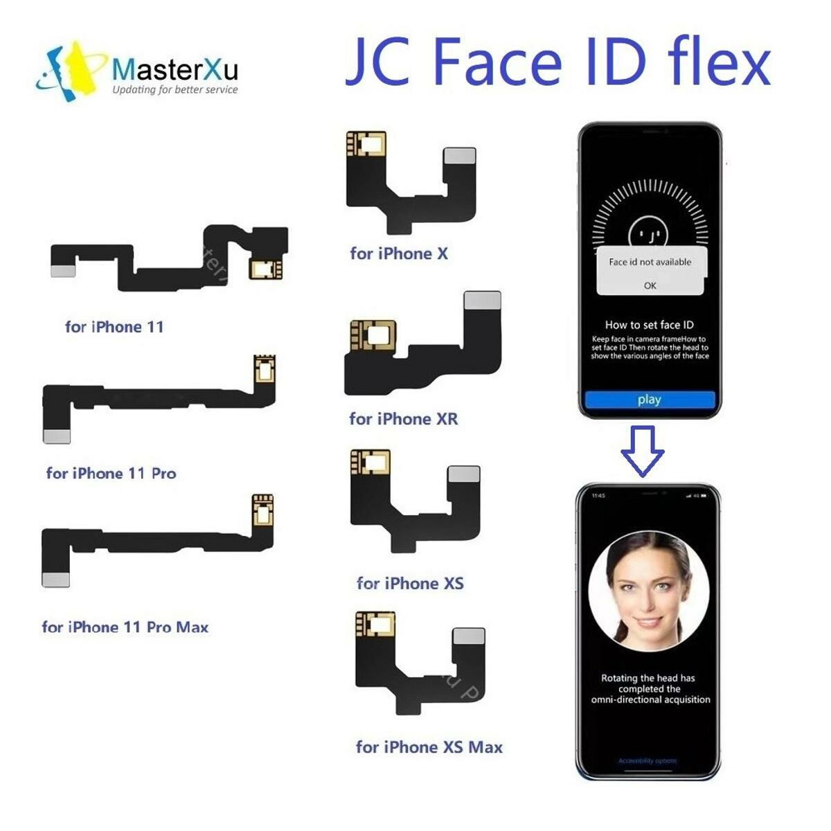JCID JC V1S Face ID гибкий кабель точечно-матричный для iPhone X XR XS 11 12 Pro Max Mini iPad адаптер проектор программ