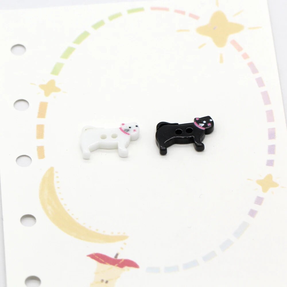 DOTTOLE пуговицы из смолы с изображением кота 20 шт. Белый, Mixed