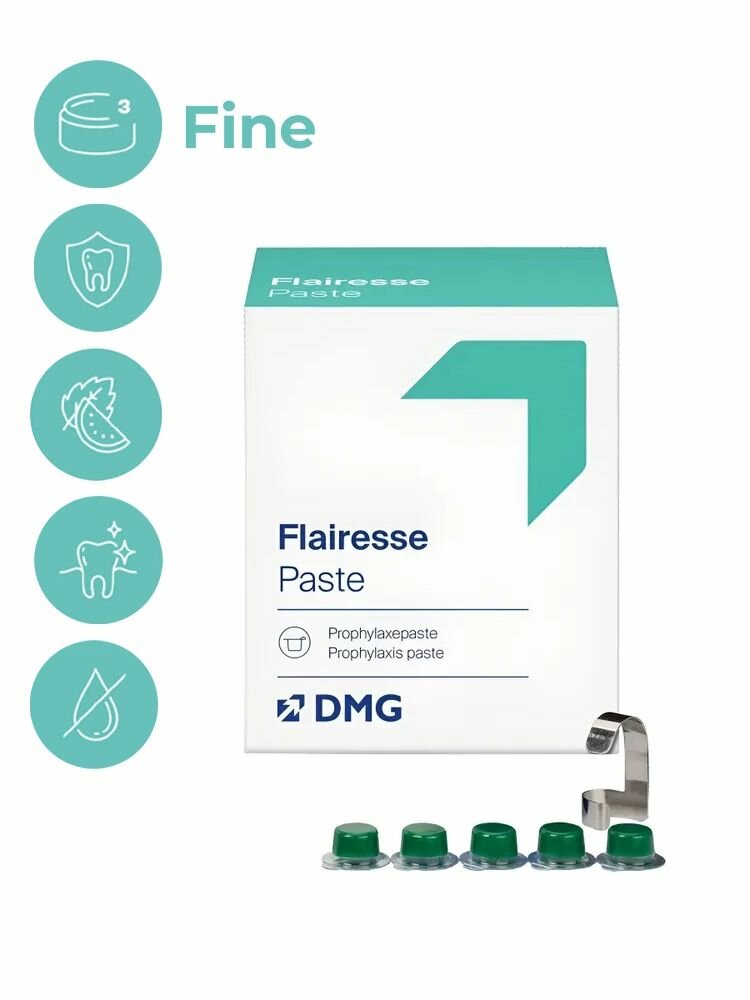 Flairesse (Флайресс) профилактическая паста со вкусом мяты, мелкой зернистости (fine), отдельные дозы 200ун. по 1,8г, DMG