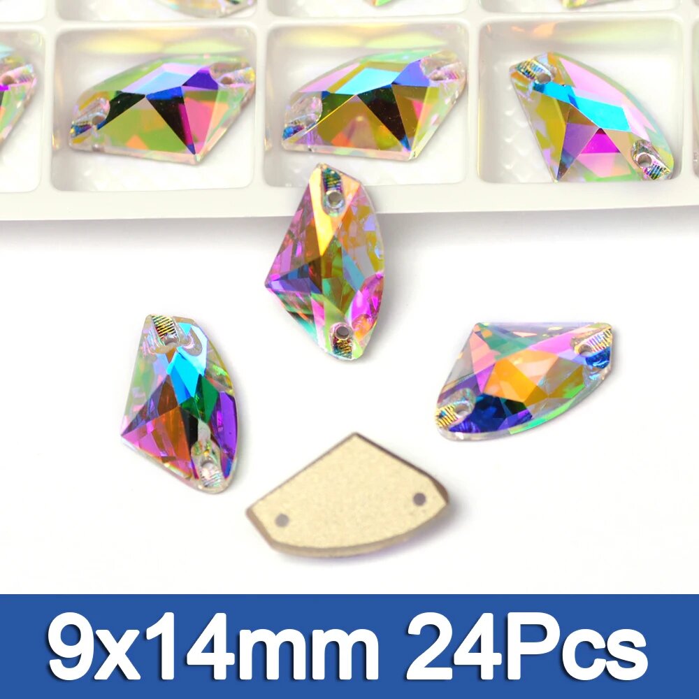 Стразы Crystal AB Galactic 9x14mm, 24шт
