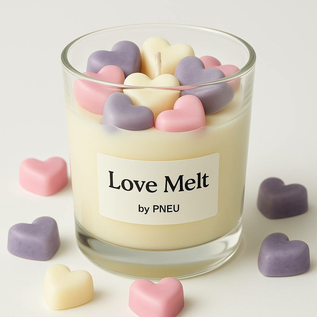 Ароматическая свеча с сердечками Love Melt, аромат Пудра и Шелк