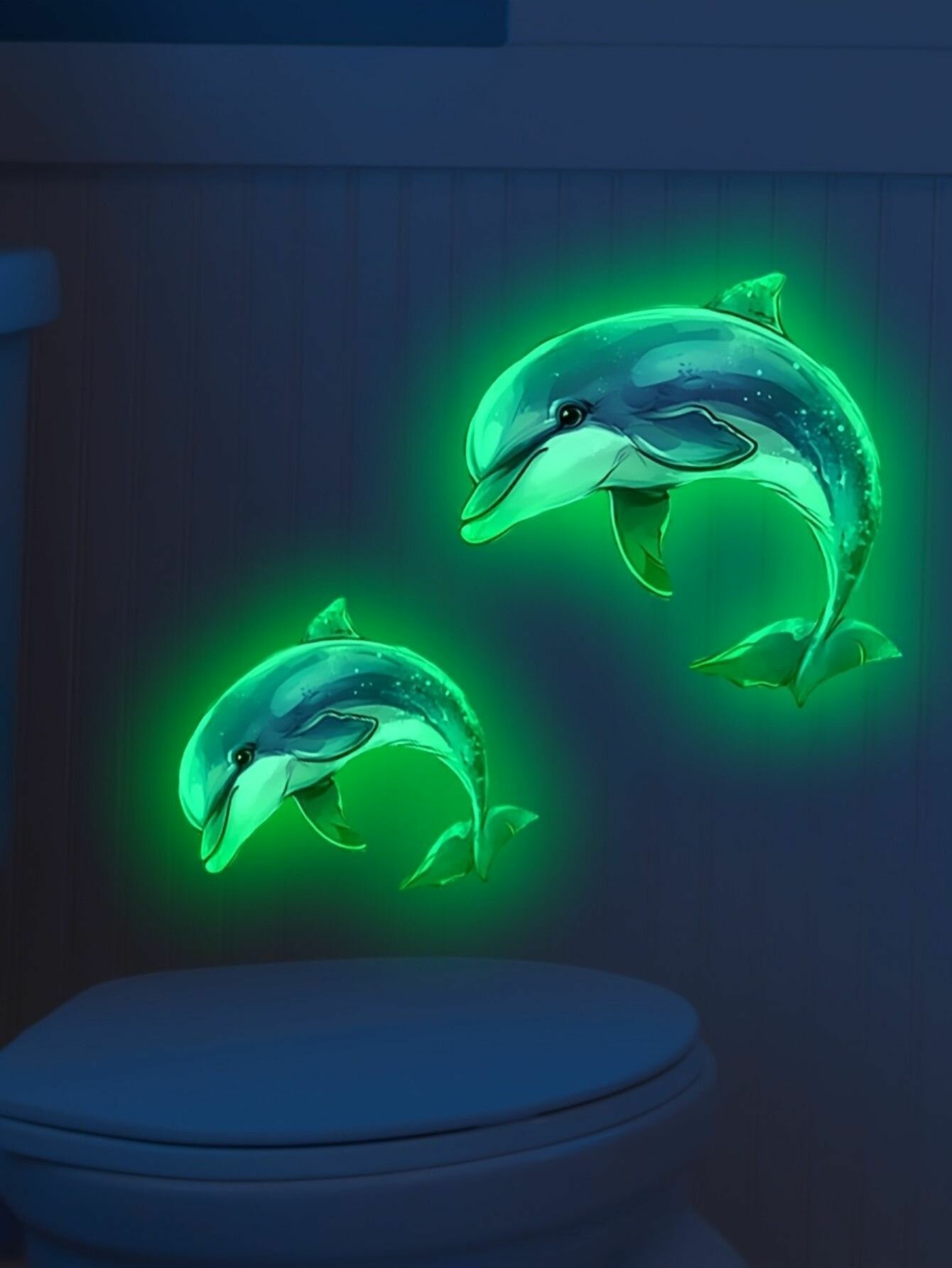 1 шт. Светящиеся в темноте наклейки для унитаза с дельфинами