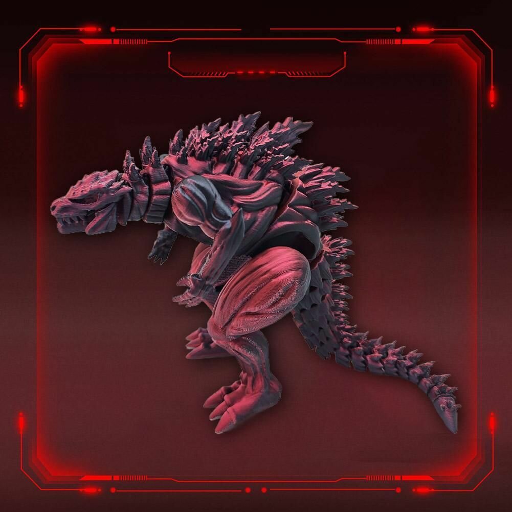 Игрушка-модель мускулистого монстра Годзиллы, напечатанная на 3D-принтере