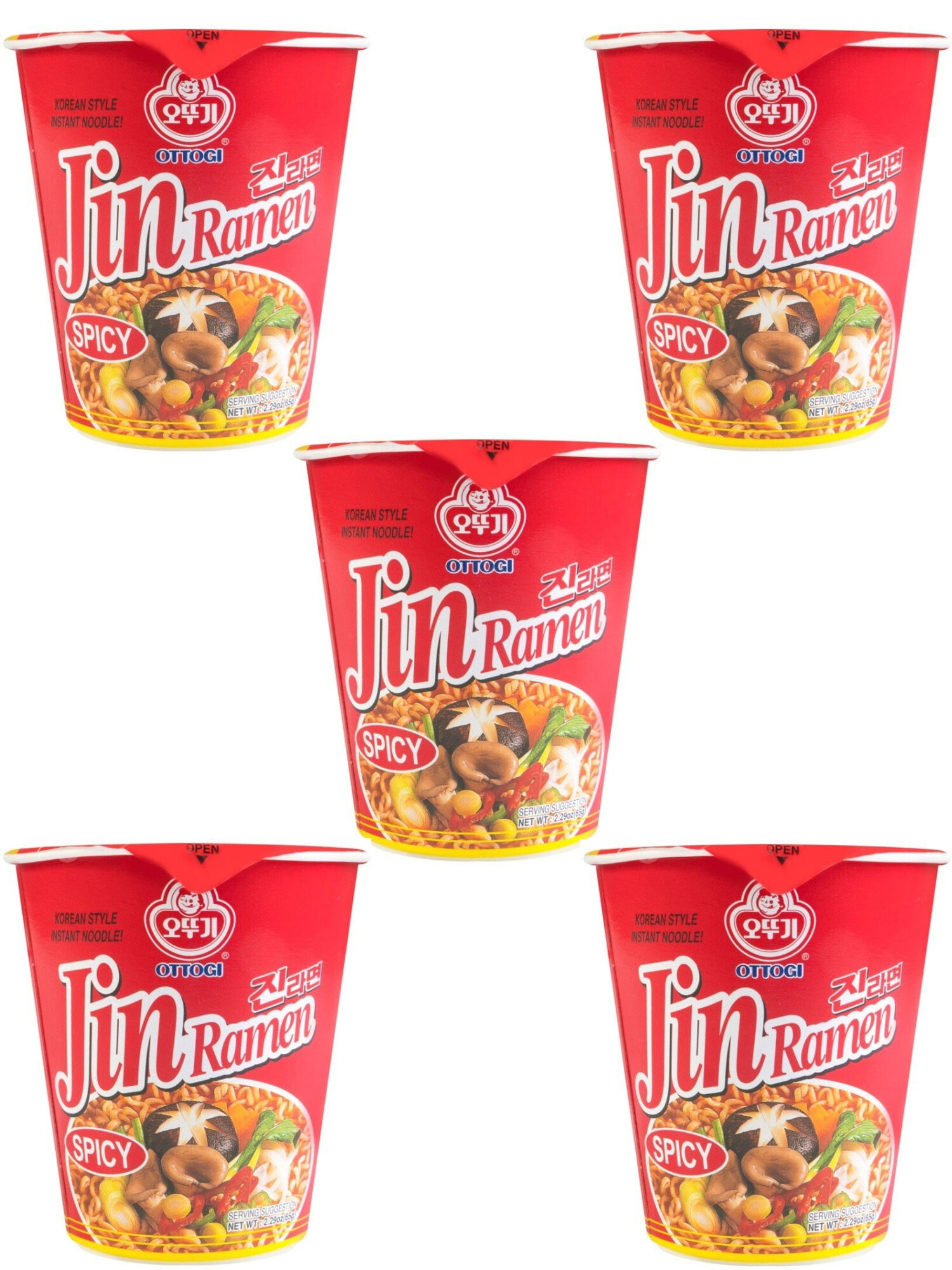 Лапша Джин рамен острая Ottogi Jin Ramen Hot 65 г 5 шт