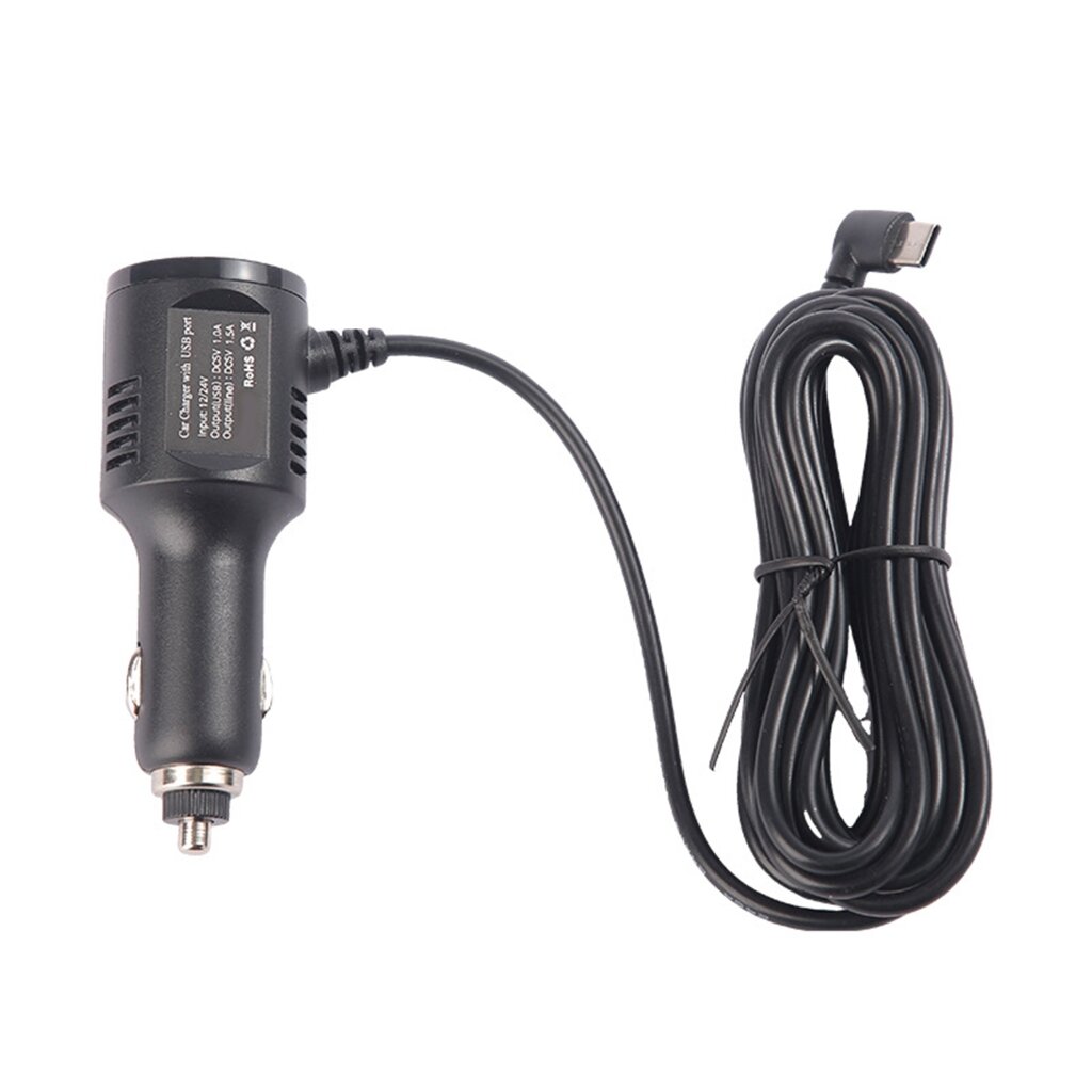 Автомобильное Зарядное Устройство С USB-Портом И 3,4-метровым Угловым Кабелем Type C Для Видеорегистраторов Смартфонов и Планшетов с Защитой Входа 12V 24V