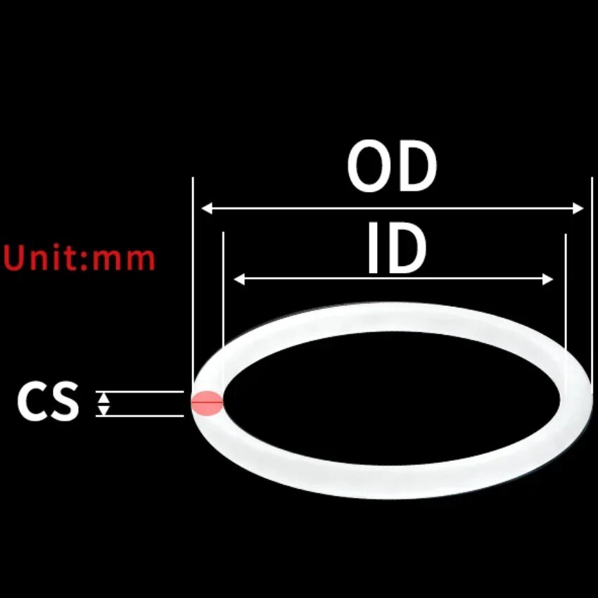 Белое силиконовое уплотнительное кольцо VMQ CS1,8/2,65 мм