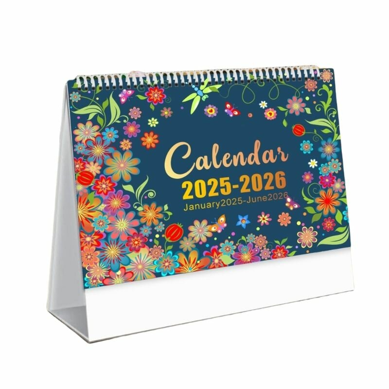 2025-2026 Настольный ежемесячный календарь-планировщик на 18 месяцев с января 2025 по июнь 2026 с блокнотом для записей, - 602