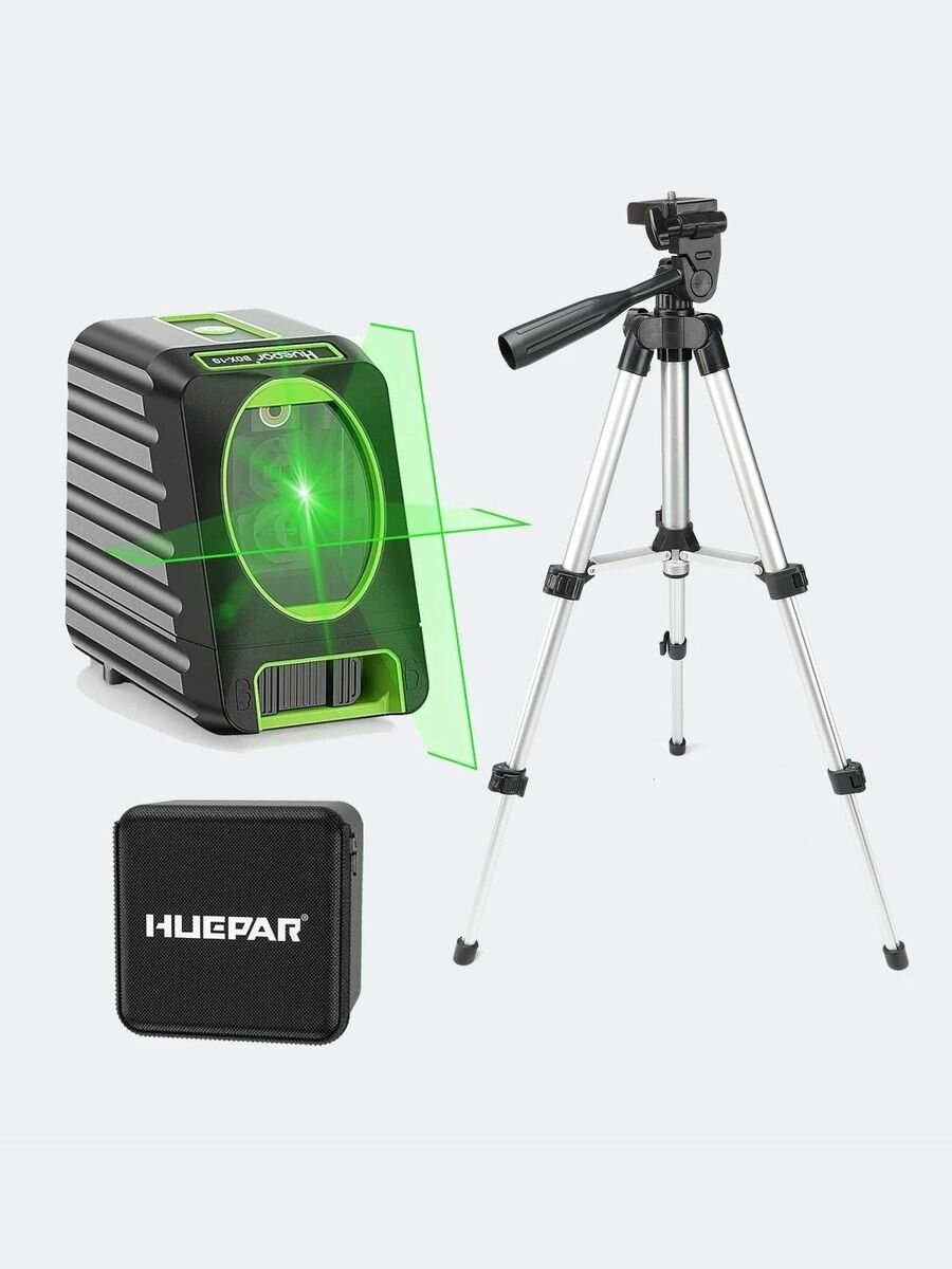 Лазерный уровень Huepar BOX-1GT, с штативом, зеленый луч, IP54