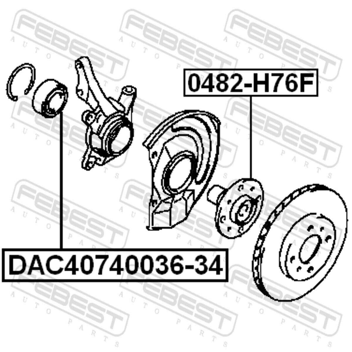 Подшипник Ступичный Передний 40X74X34X36(Febest Dac40740036-34)
