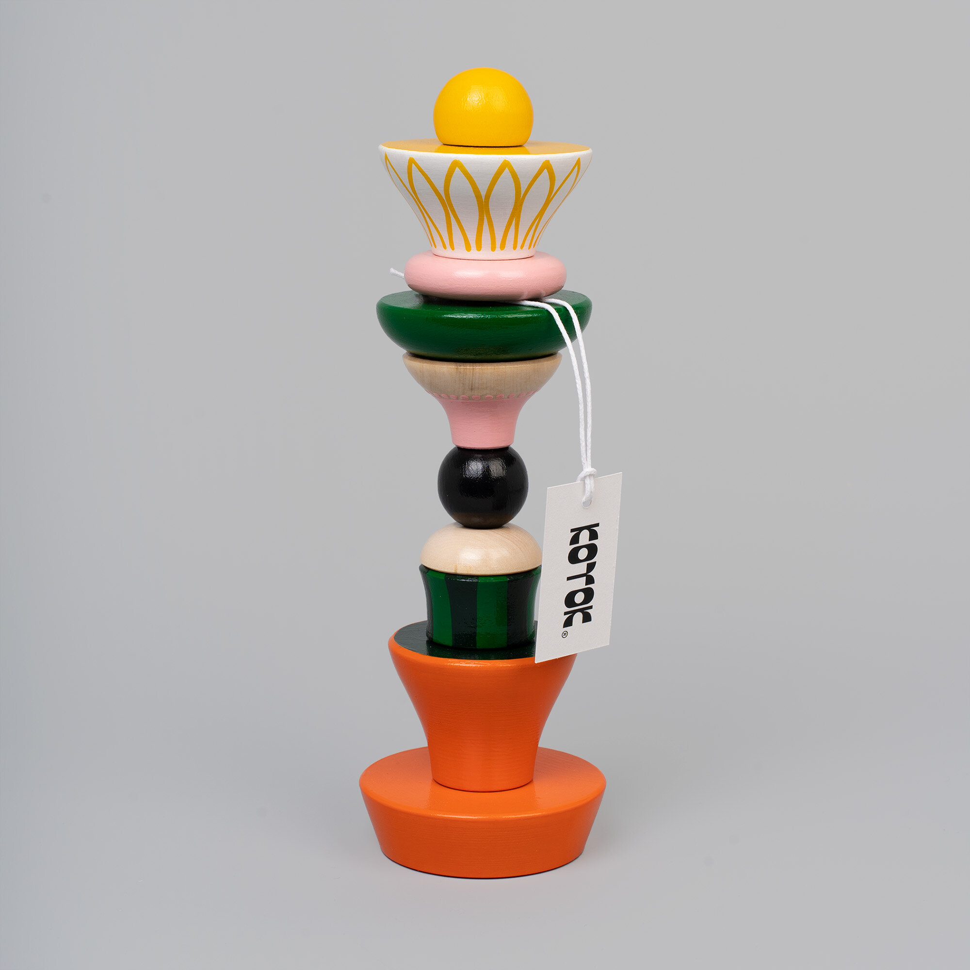 Деревянная пирамидка-трансформер хризантема, ручная работа, 7 деталей+основание, 7.5x20 см