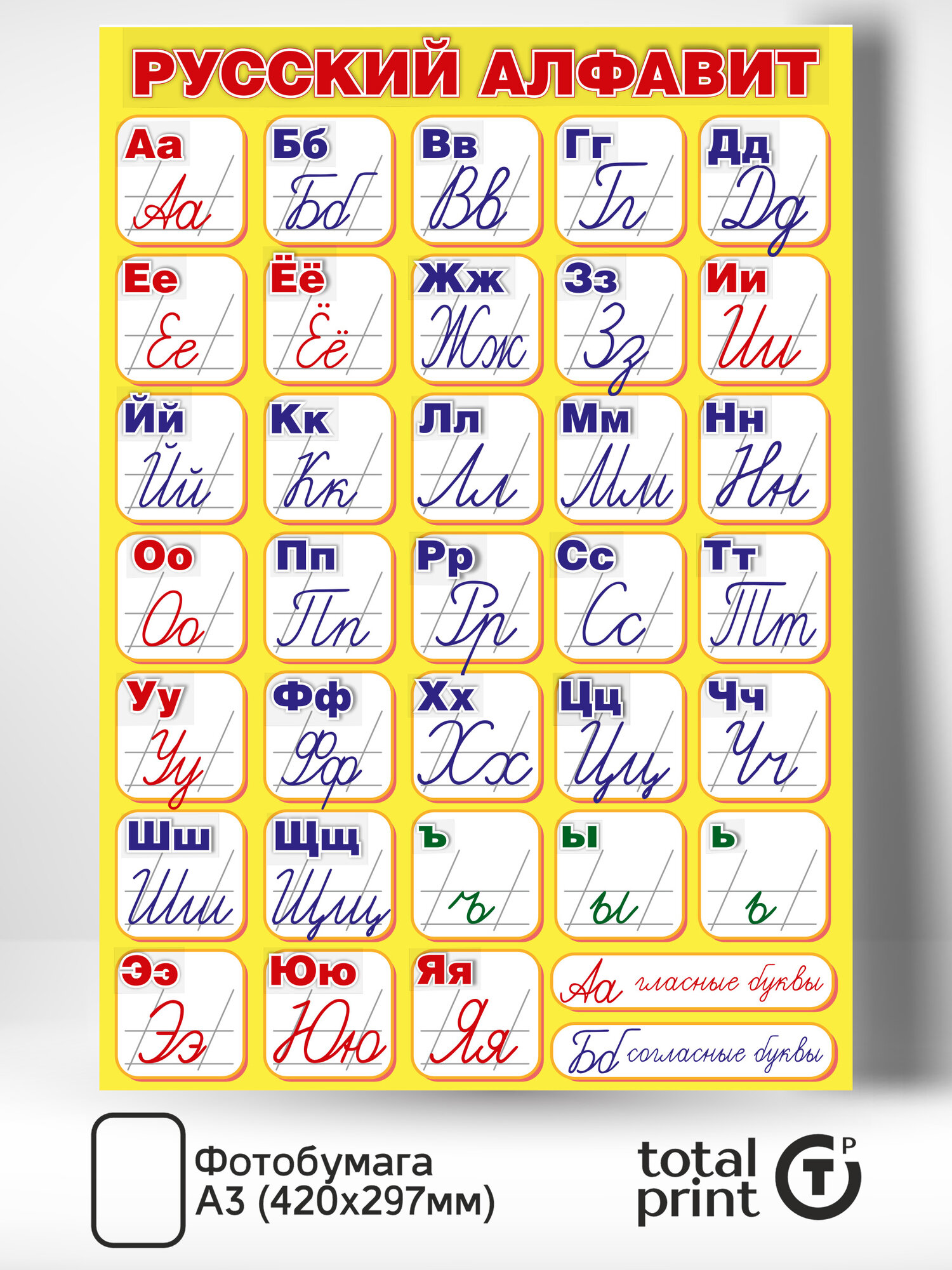 Постер на стену русский алфавит, А3(420х297мм), TotalPrint