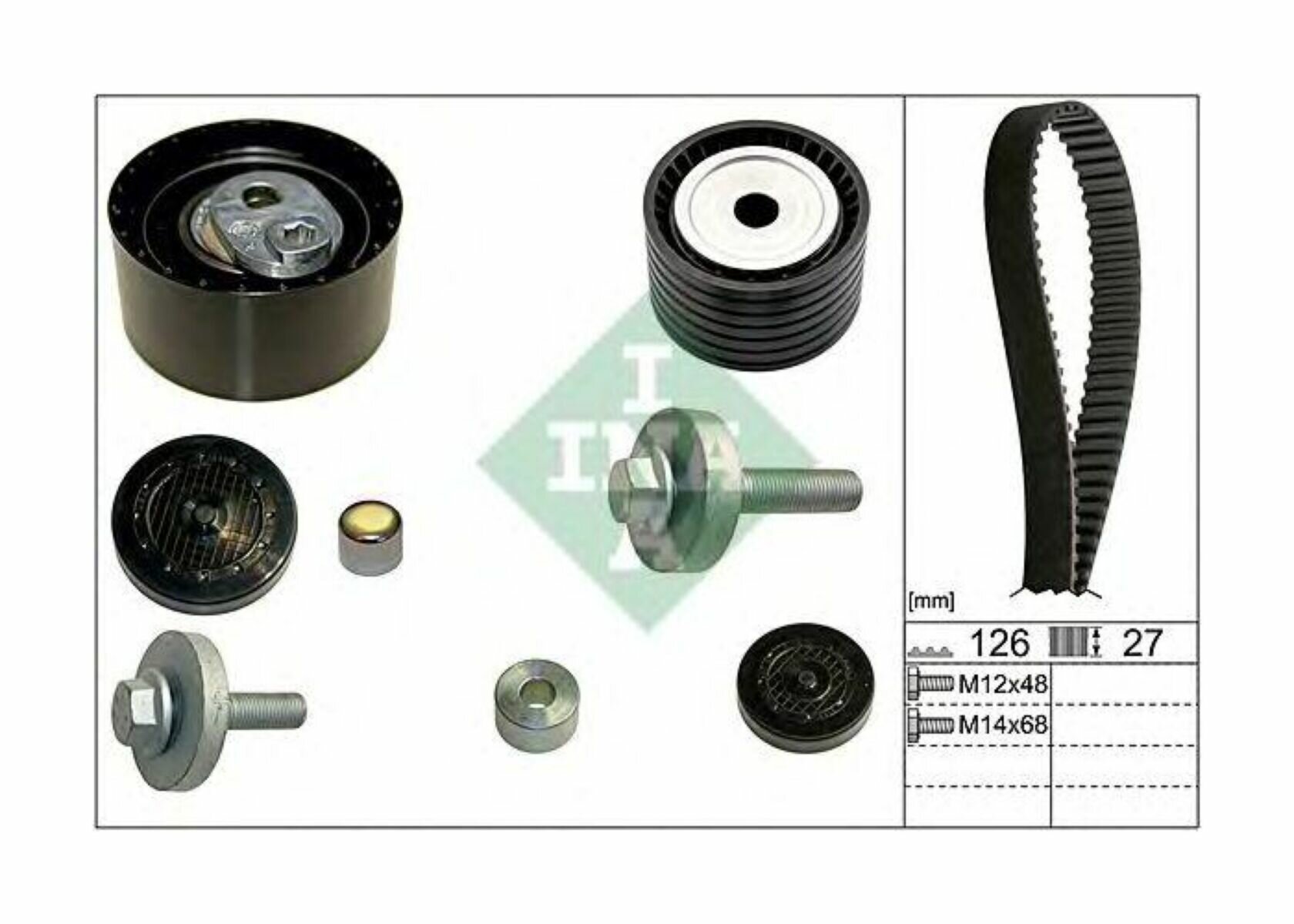 Комплект Грм Renault/Opel Laguna/Megane/Clio/Vivaro A 1.8/2.0 2001 => (Ролик 2Шт+Ремень 126X27)(Ina 530 0638 10)